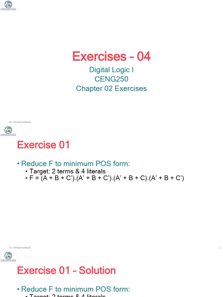 CENG250 04 B Exercises | PDF | Digital Electronics | Computer Engineering