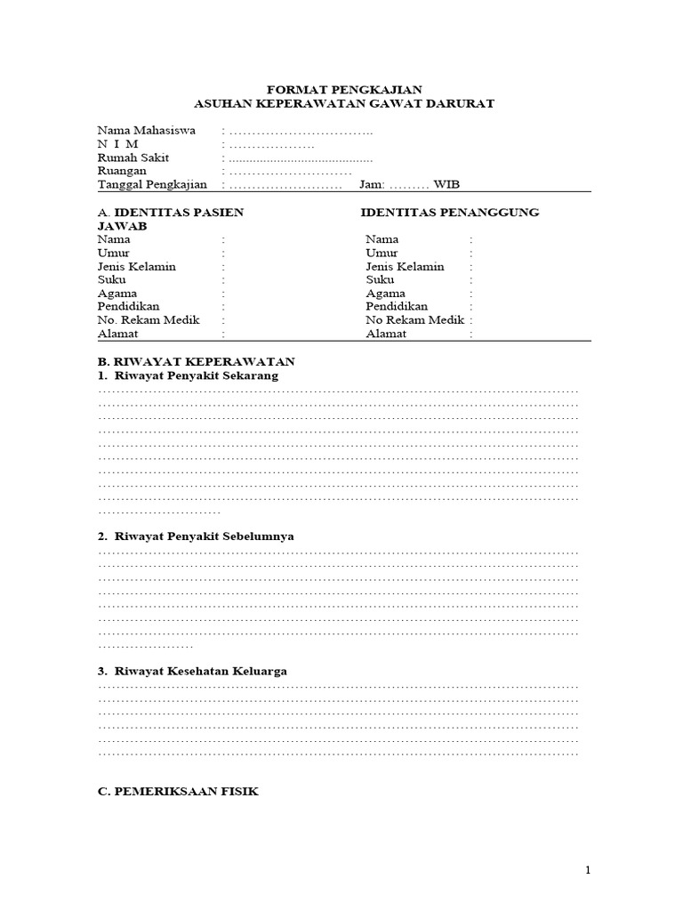 Format PENGKAJIAN KEPERAWATAN KRITIS | PDF