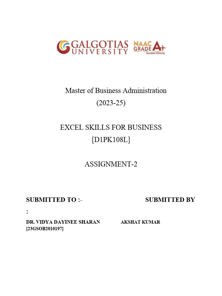 Akshat's Excel Assignment 2 | PDF | Microsoft Excel | Sensitivity Analysis