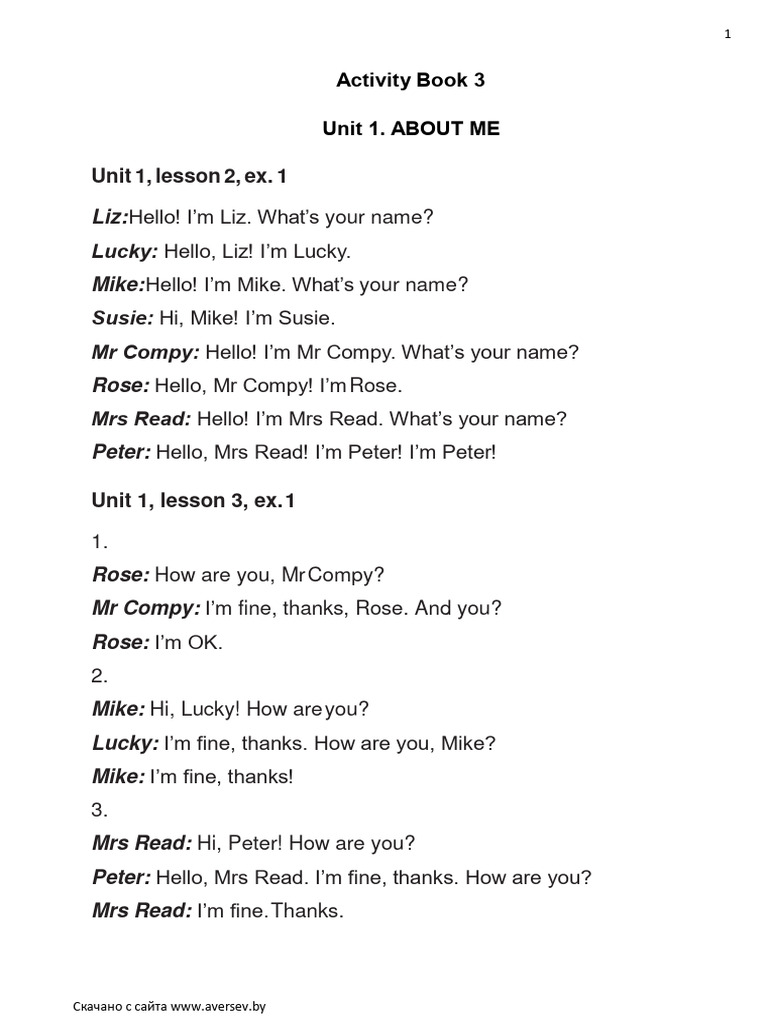 Tapescripts For ENGLISH 3-Activity Book | PDF | Chair