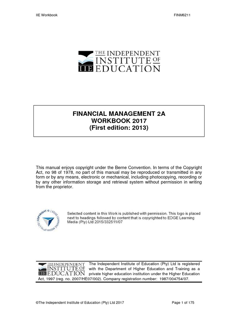 Financial Management 2a Workbook 2017 (Pdfdrive) | PDF | Inventory ...