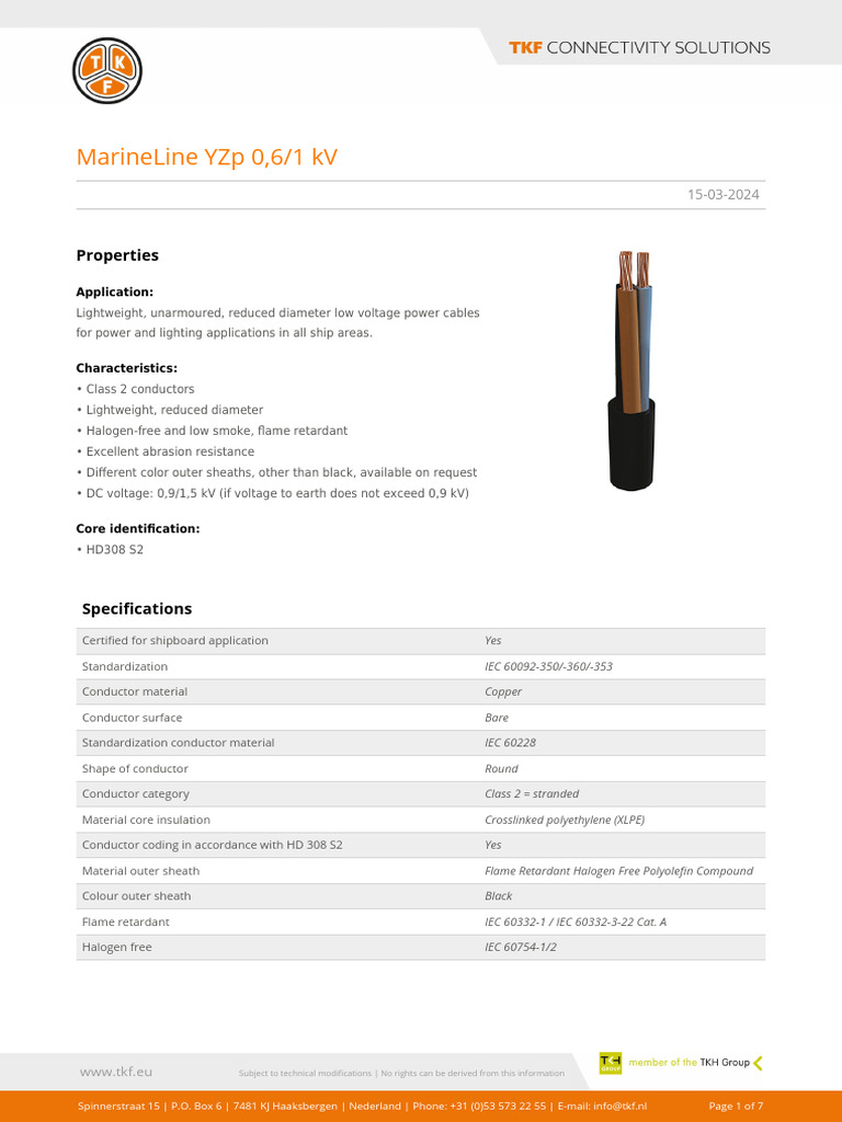 TKF Marineline Yzp 061 KV en | PDF | Electrical Conductor | Electrical Components