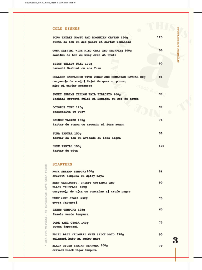 Meniu Herastrau | PDF | Sushi | Cuisine