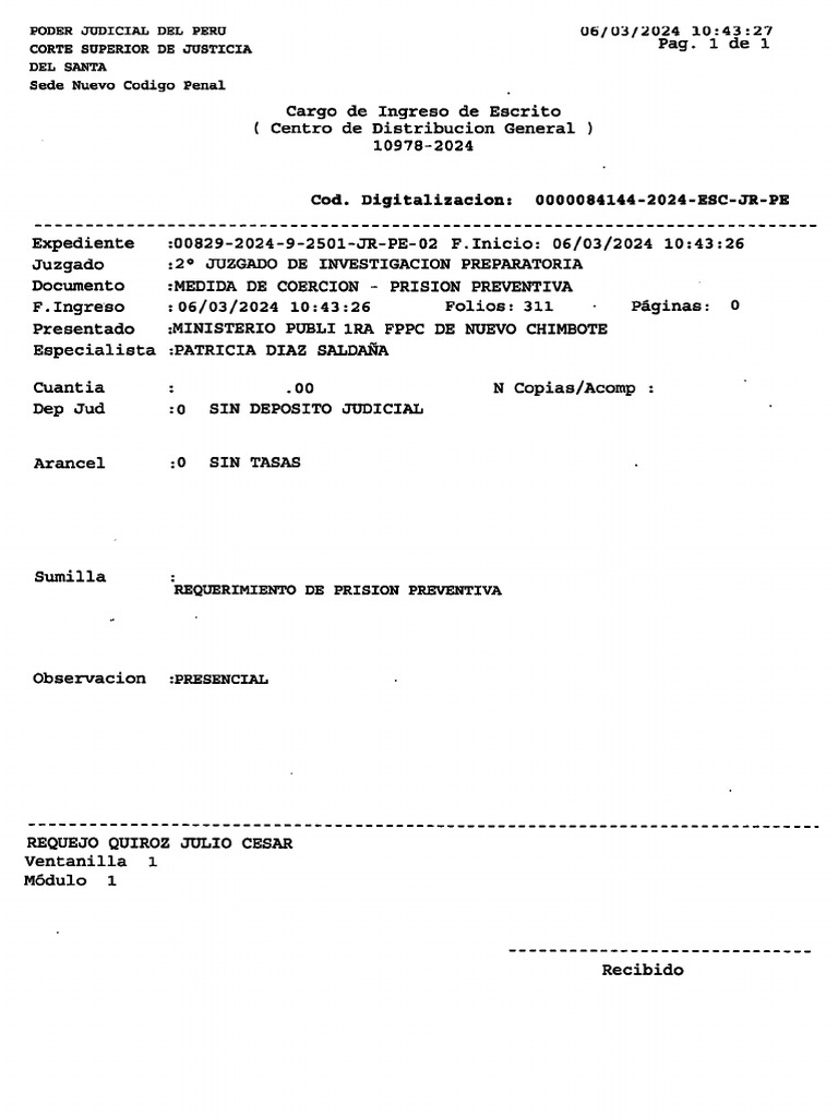 Requerimiento de Prision Preventiva | PDF | Castigos | Fiscal Requerimiento de Prision Preventiva | PDF | Castigos | Fiscal