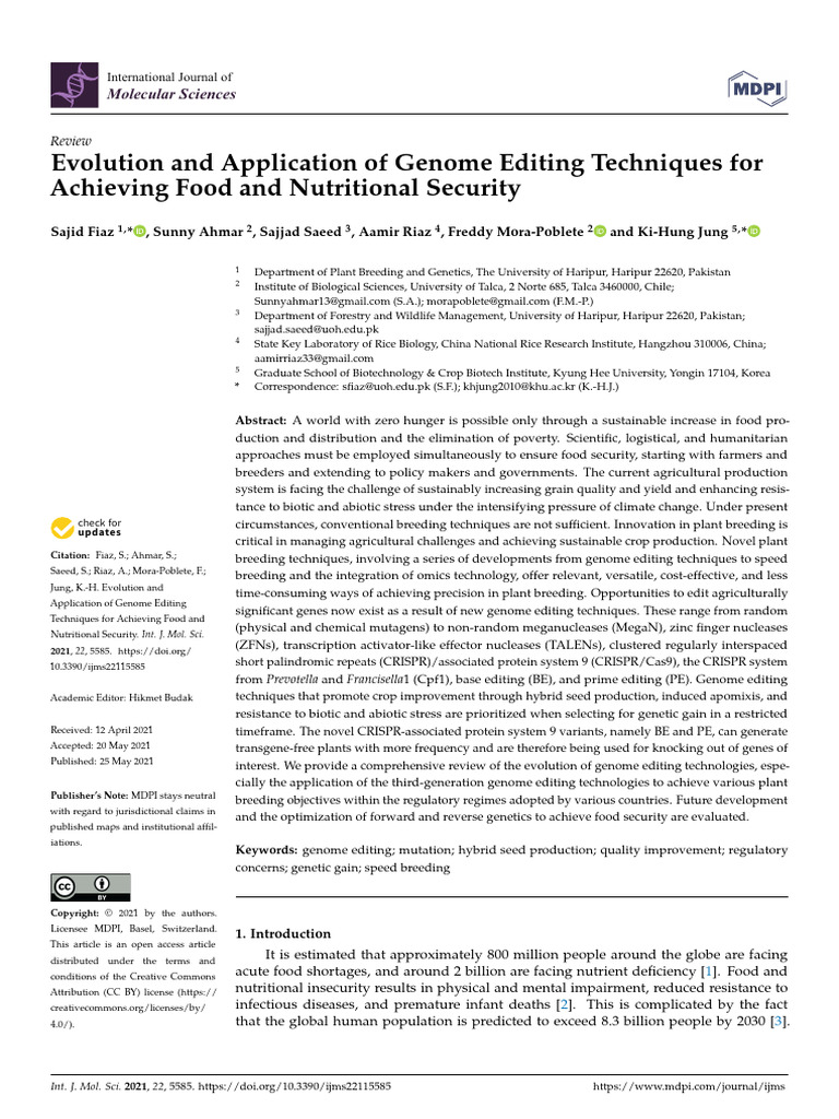 Ijms 22 05585 v2 | PDF | Plant Breeding | Crispr