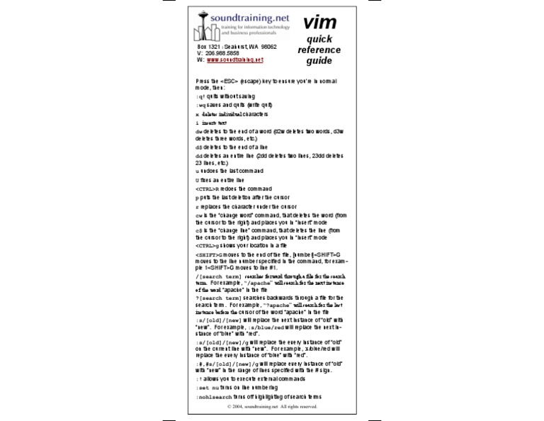 Vim Quick Reference Guide | PDF | Computers