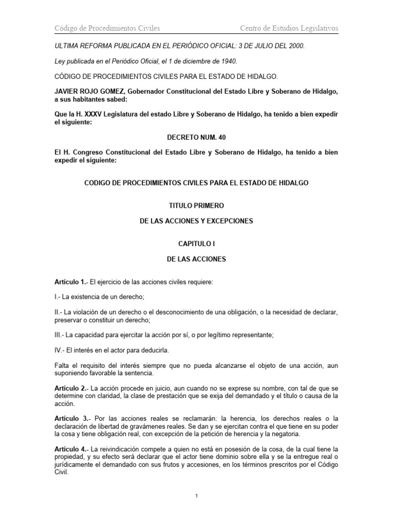 Código de Procedimientos Civiles | PDF