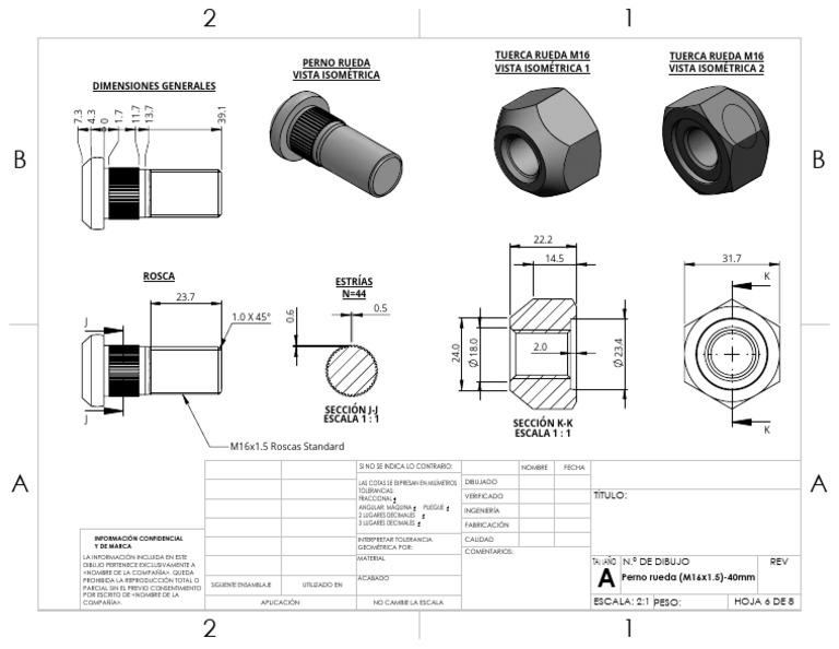 Perno M16 1.5 - 40 - JAP | PDF | Tornillo | Metalurgia