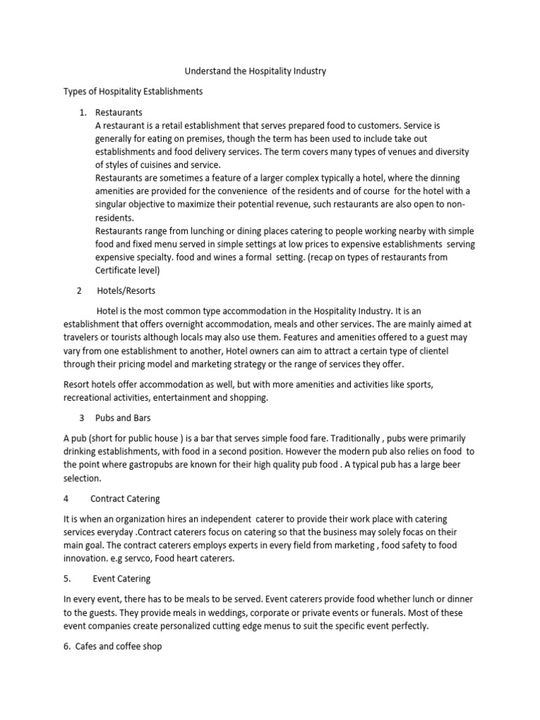 Diploma Hospitality Notes | PDF | Chef | Franchising