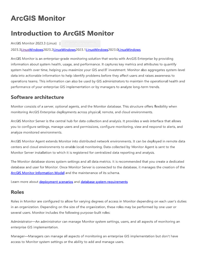 ArcGIS Monitor Linux Documentantion | PDF