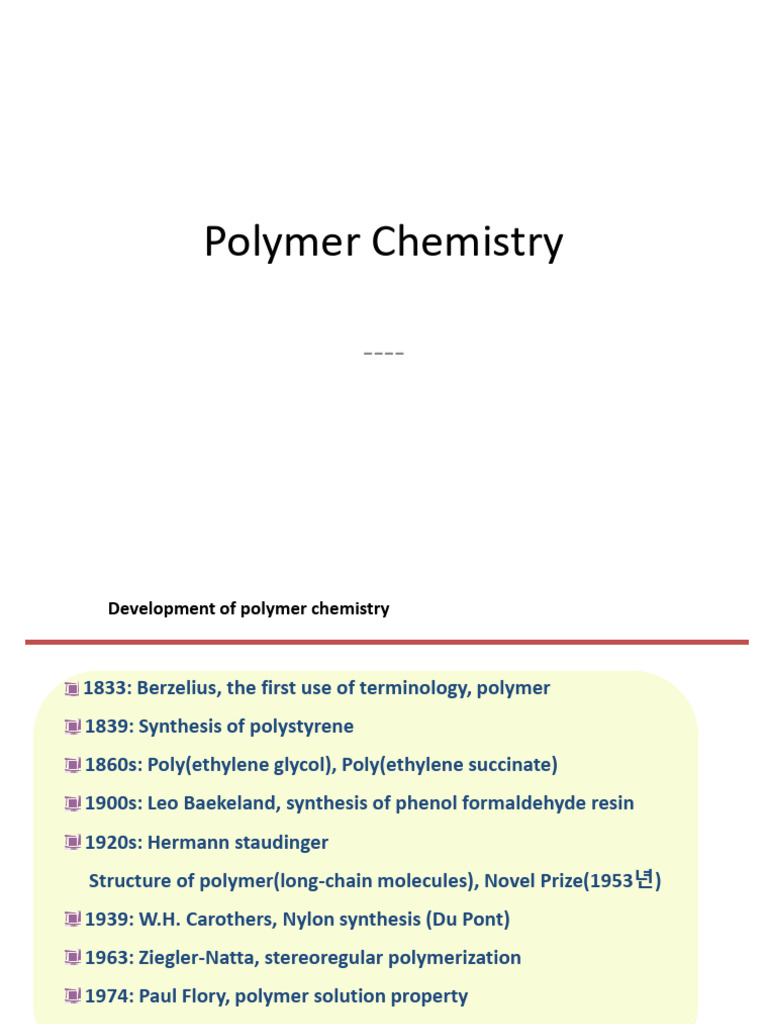 CY5106 Polymer Chemistry 2 | PDF | Polymers | Polymerization