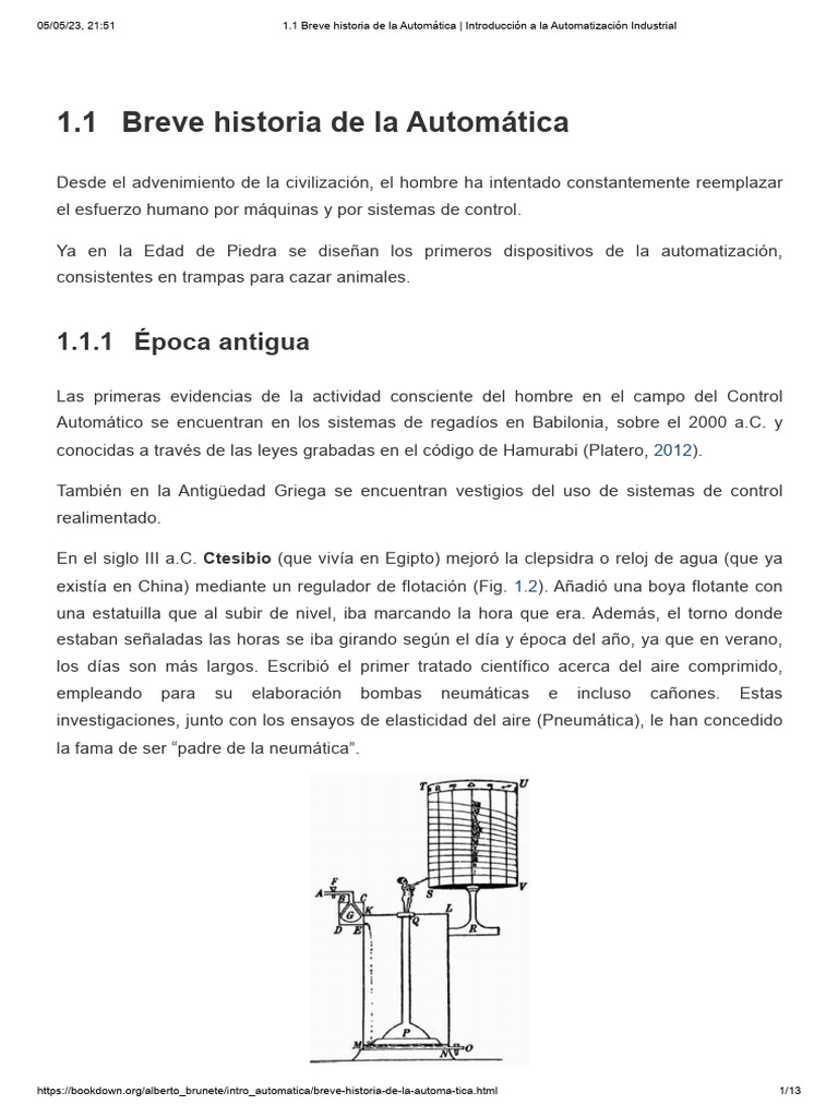 1.1 Breve historia de la Automática _ Introducción a la Automatización Industrial | PDF ...
