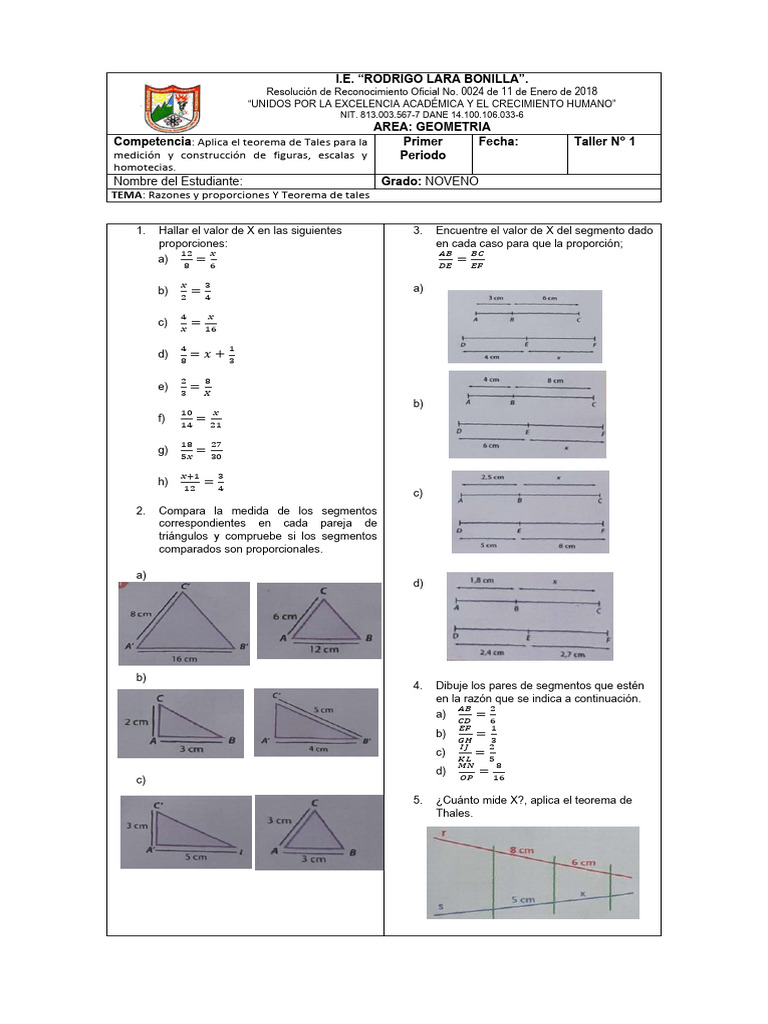 Taller De Geometria 9 Pdf Geometría Elemental Matemáticas