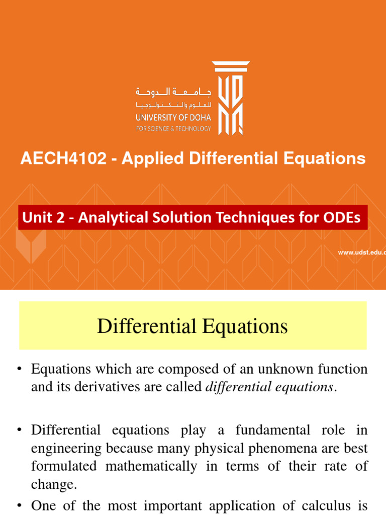 Unit 2 Analytical Solution Techniques For Odes Pdf Ordinary