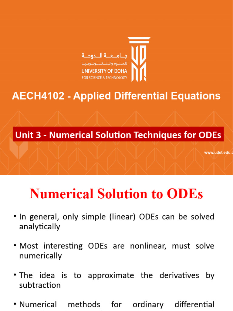 +++Unit 3 - Numerical Solution Techniques for ODEs | PDF | Finite Difference | Numerical Analysis