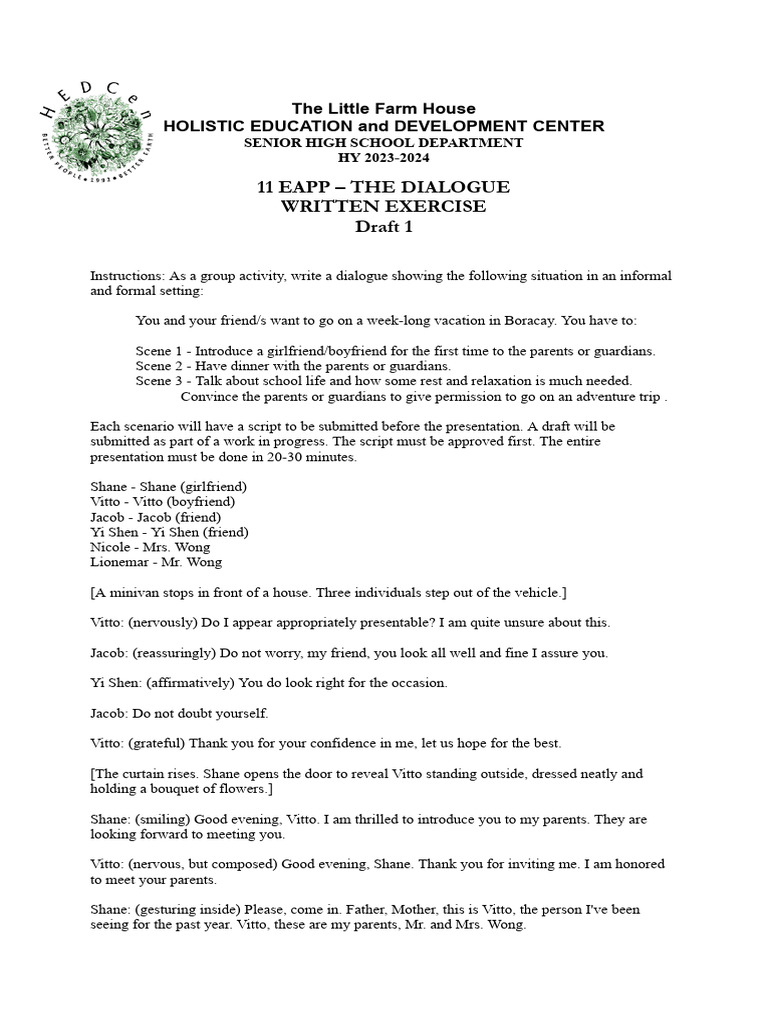 Jacob Lucas G. Niguidula - Script Informal VS Formal Dialogue | PDF ...