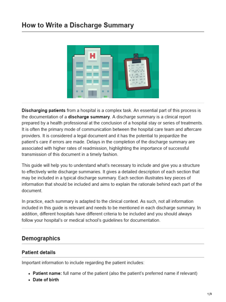 How To Write A Discharge Summary | PDF | Informed Consent | Myocardial ...