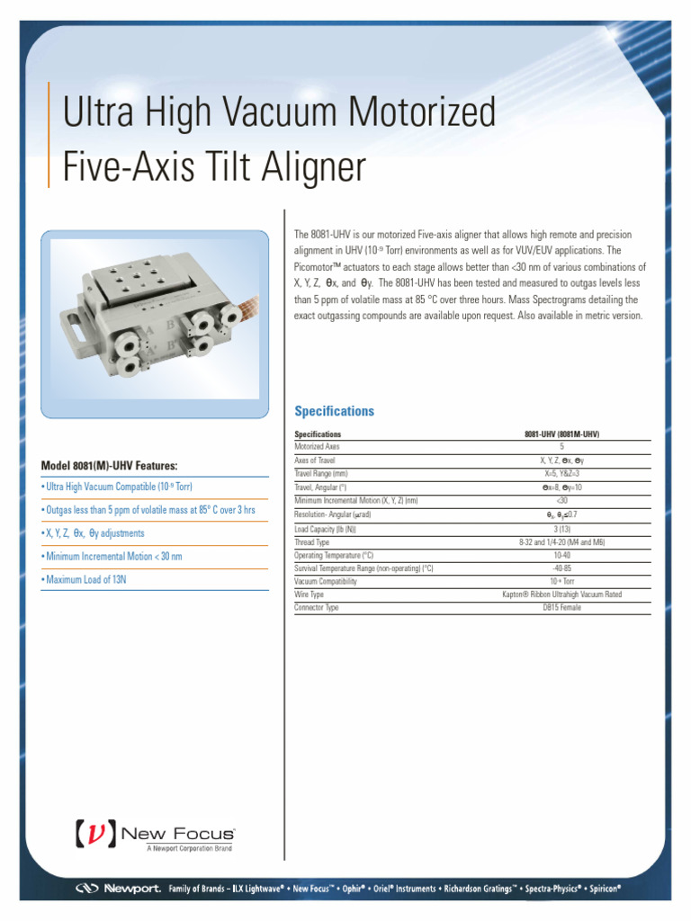 8081 M UHV Datasheet | PDF | Physical Quantities | Pressure