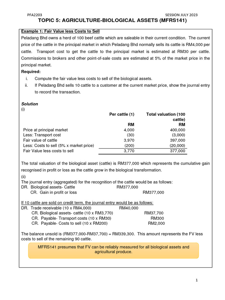 Example of Biological Assets-Agricultural | Download Free PDF | Fair Value | Prices
