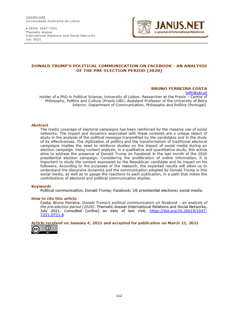 Donald Trumps Political Communication On Facebook - An Analysis of The ...