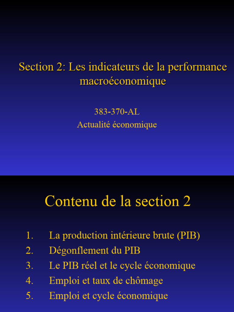 Section 2 Les Indicateurs Macroeconomiques | PDF | Produit intérieur brut | Récession