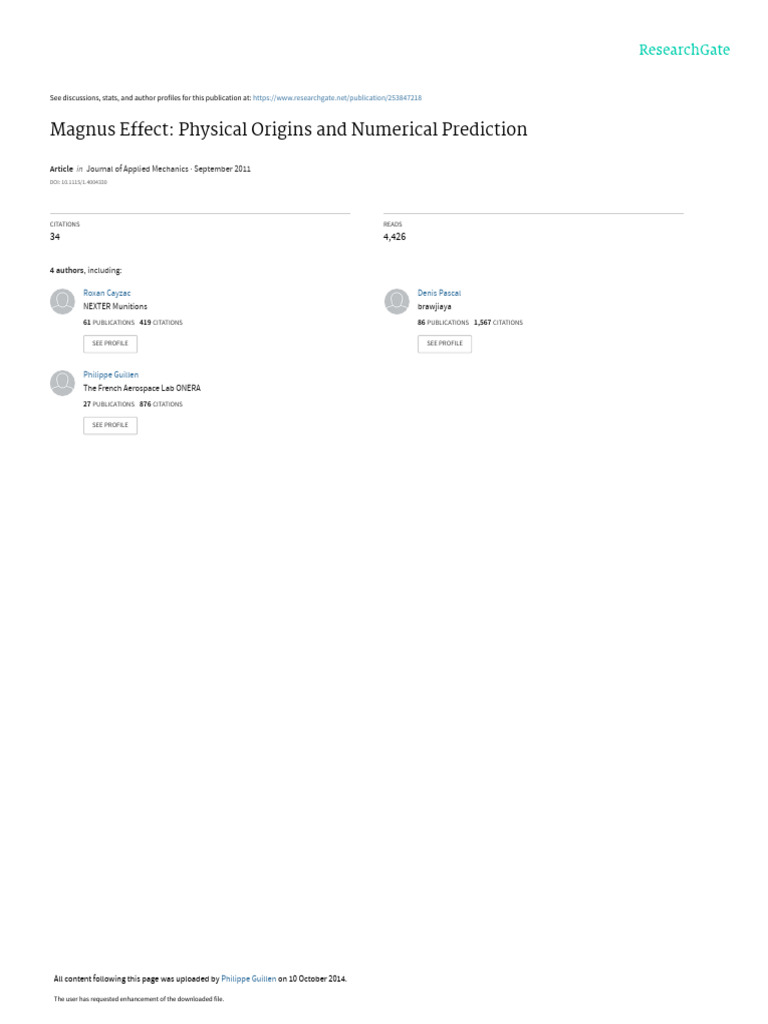 Magnus Effect Physical Origins and Numerical Predi | PDF | Fluid ...