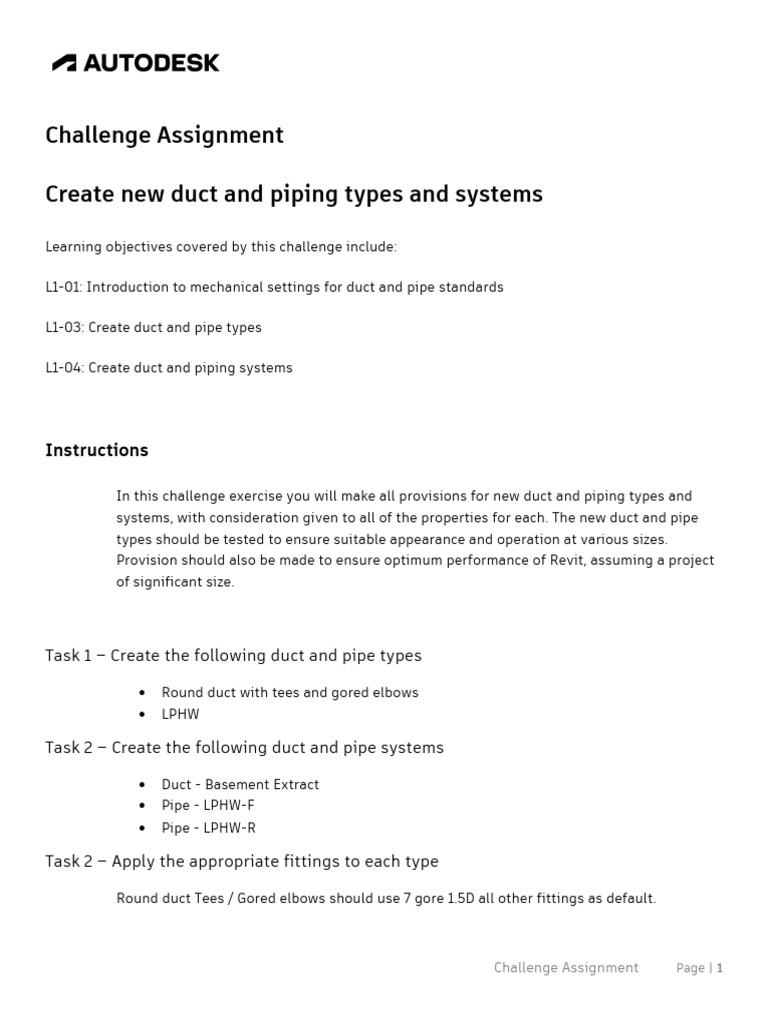 L01 - 01 - CA Create Duct and Pipe Types Systems | PDF | Home & Garden