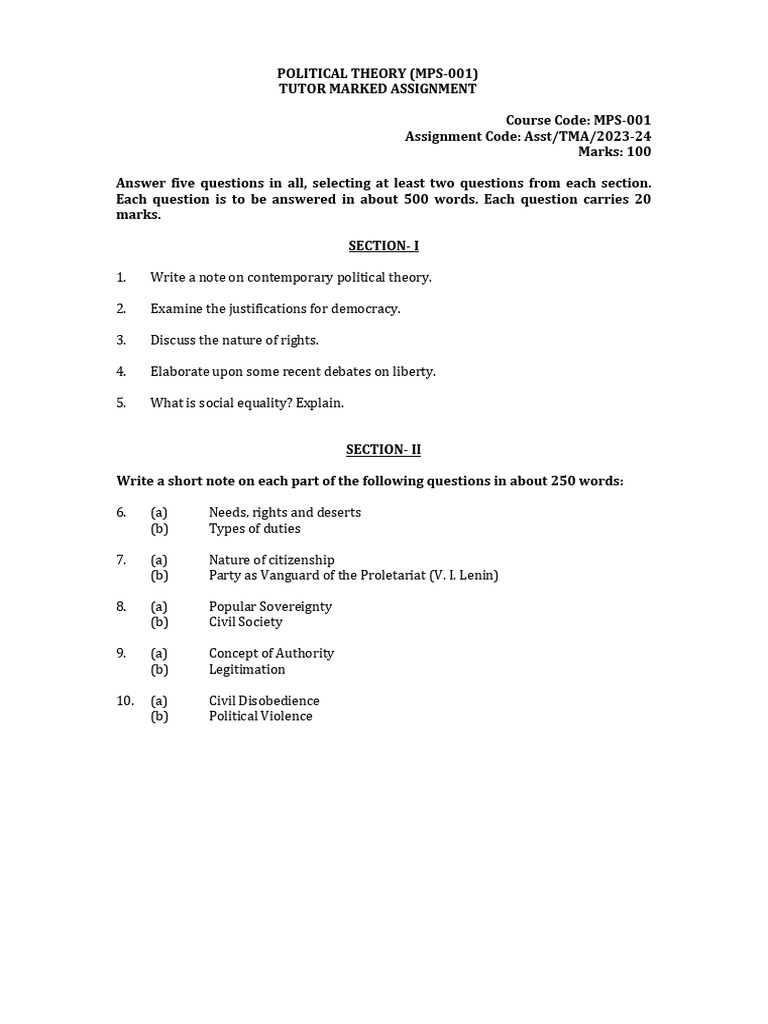MPS - 1st Year - 2023-24 - English-2-6-2-5 | Download Free PDF | Democracy | Political Ideologies