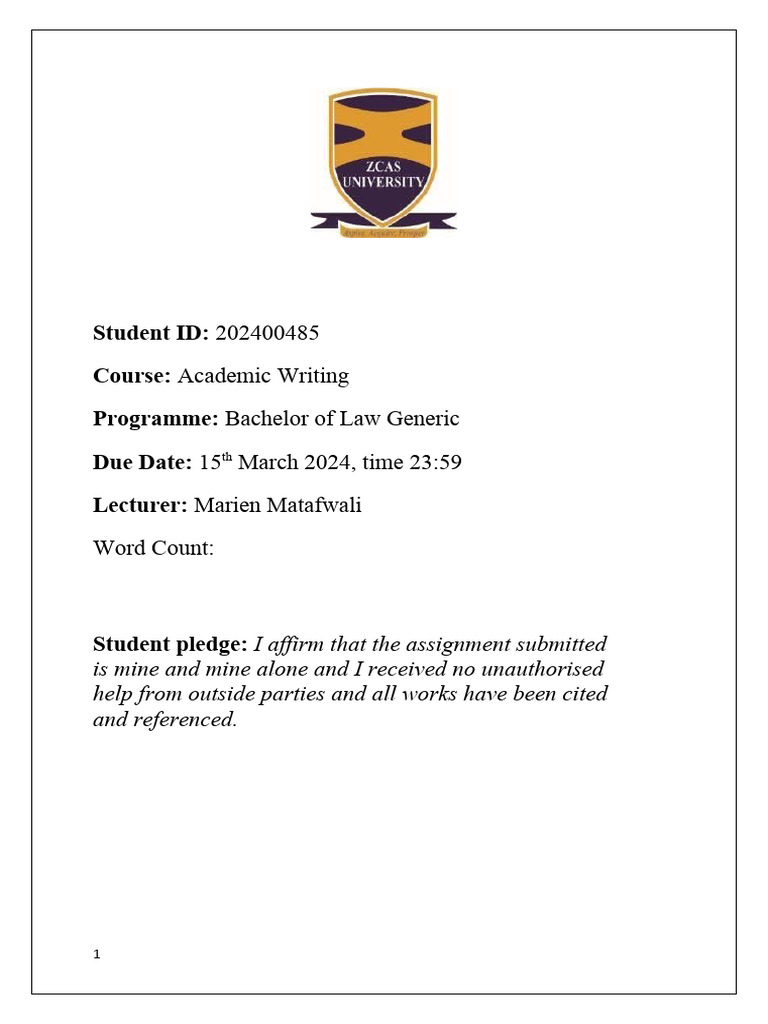 2024 Academic Writing Assignment1 Solution | PDF