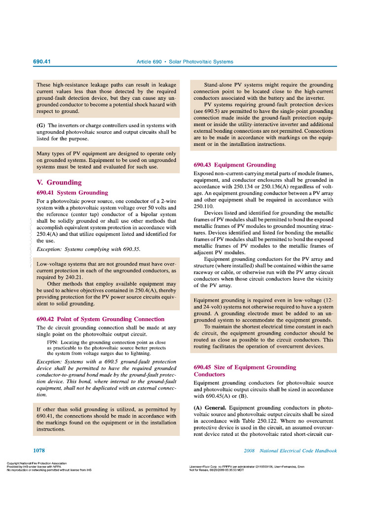 690.41 System Grounding PV-NEC | PDF