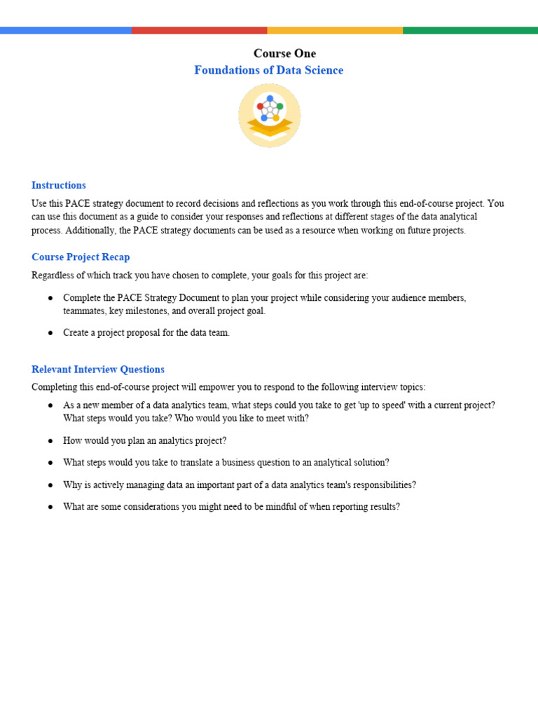 Activity Template - Course 1 PACE Strategy Document | PDF | Data ...