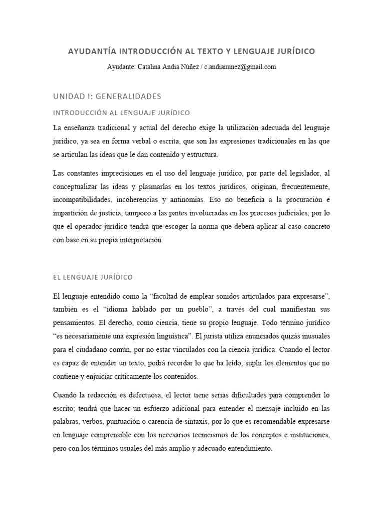 Ayudantía Introducción Al Texto y Lenguaje Jurídico | PDF | Estatuto | Oración (Lingüística)