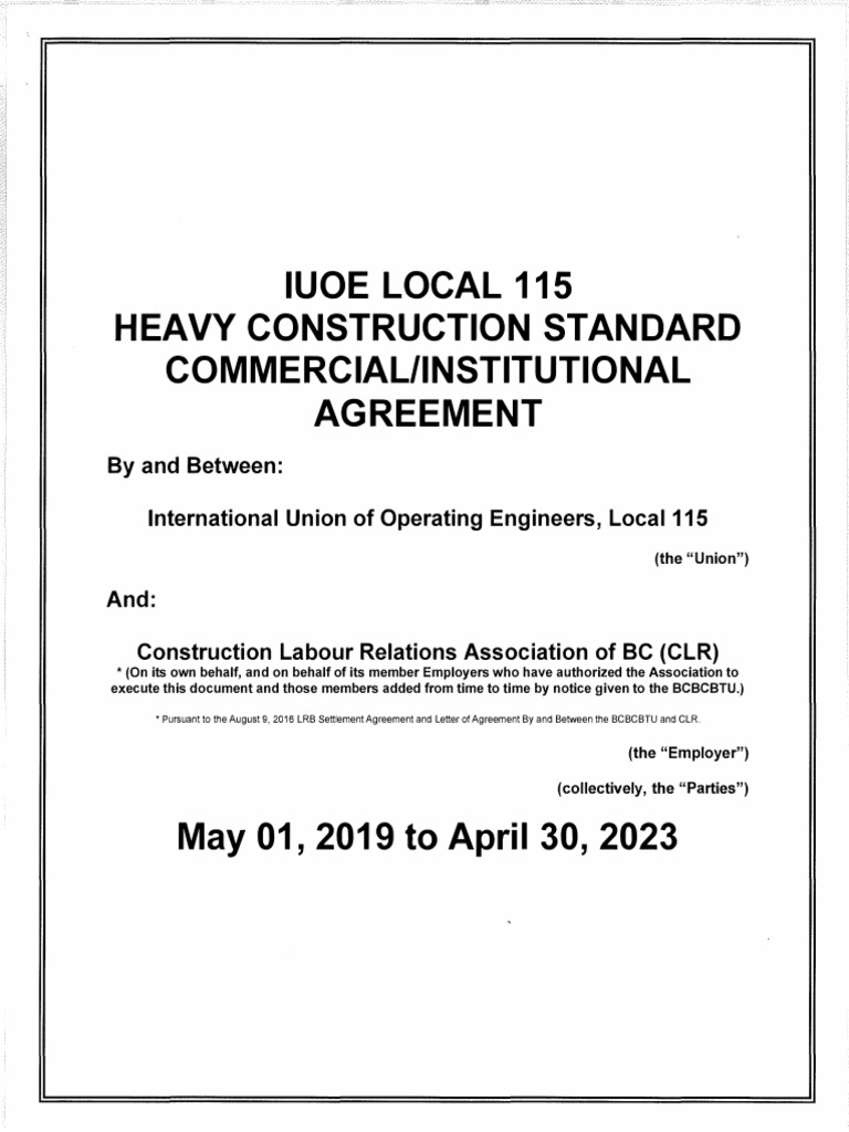 IUOE Local 115 Construction Agreement | PDF | Workweek And Weekend ...