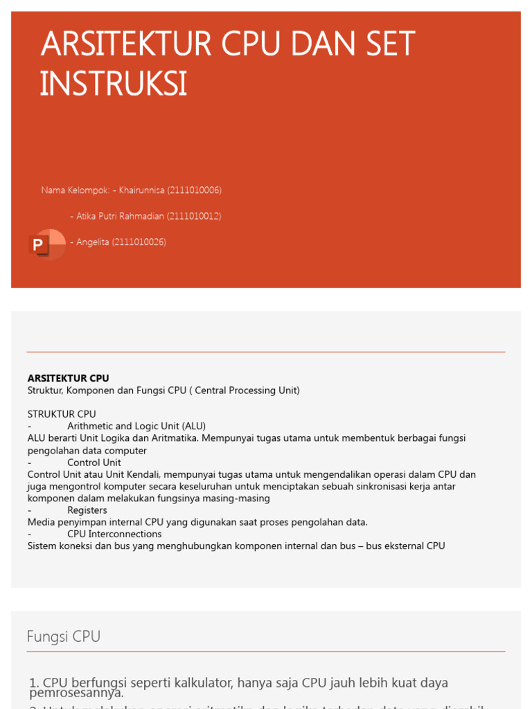 Arsitektur Cpu Dan Set Instruksi | PDF | Metode & Bahan Ajar | Komputer