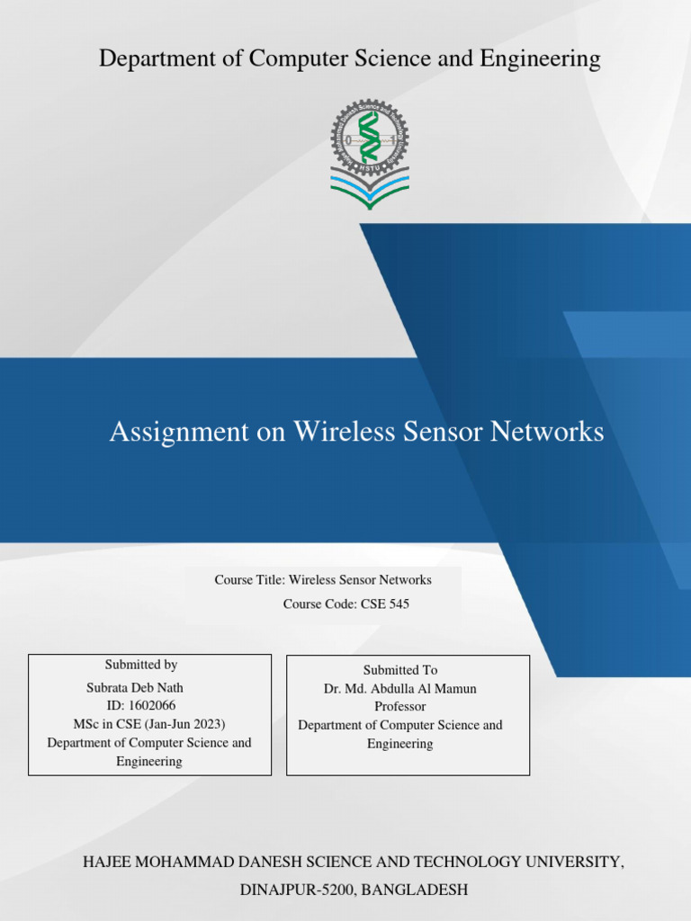 WSN - 1602066 Subrata Deb Nath | PDF | Wireless Sensor Network ...