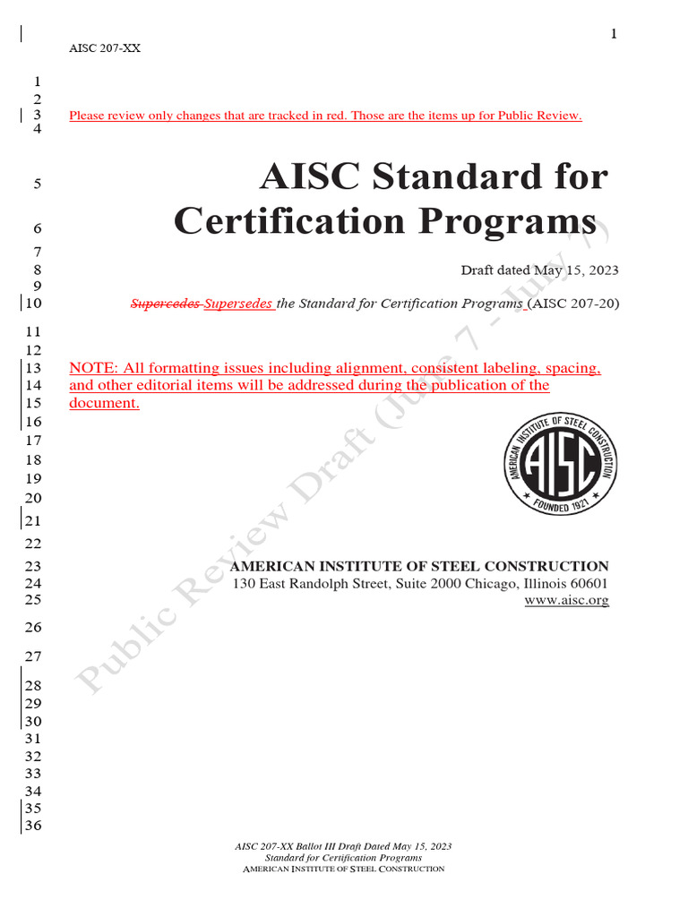 Aisc-207 - 230607 Publicreview | PDF