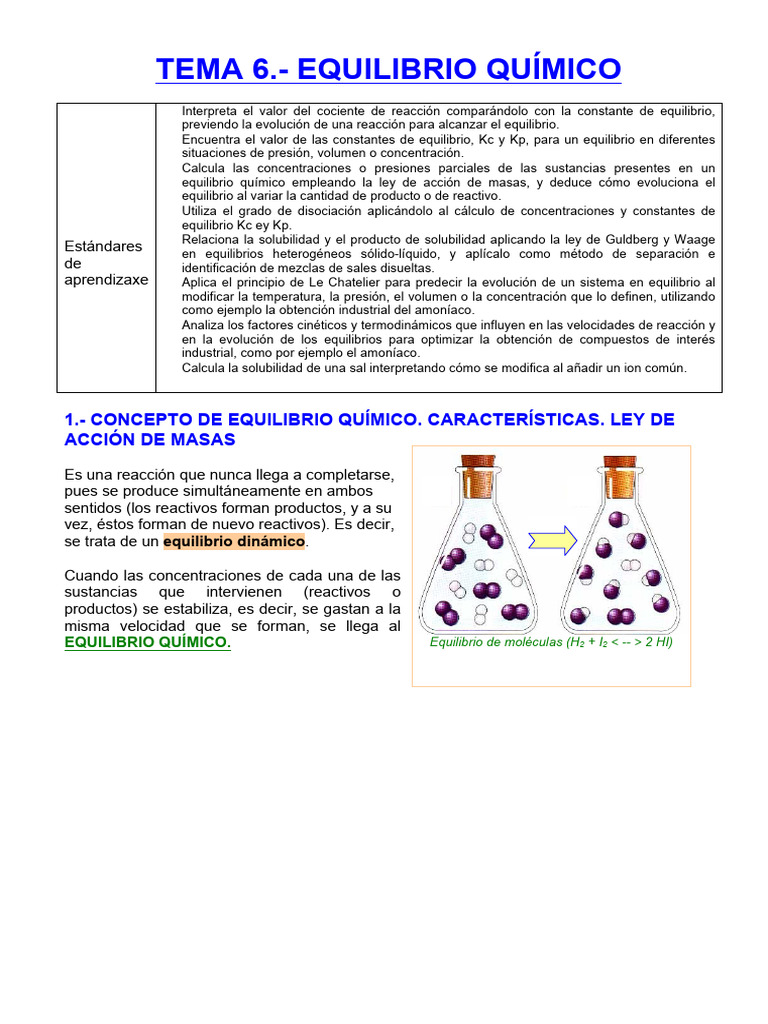 Tema 6 Equilibrioquimico 2021 | PDF | Equilibrio químico | Solubilidad