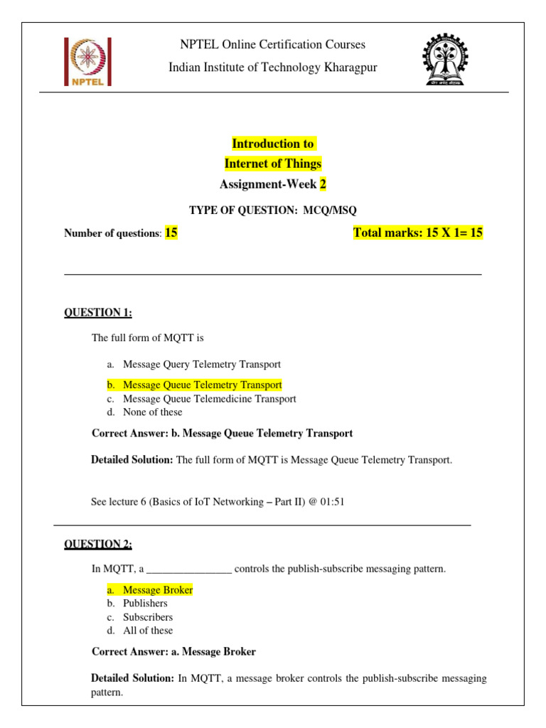 IOT Assignment-2 Solution | PDF | Computing | Distributed Computing Architecture