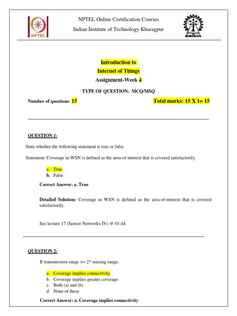 IOT Assignment-4 Solution | PDF