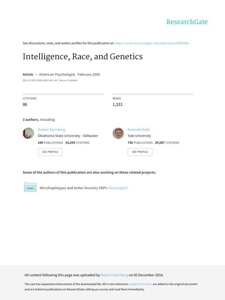 Intelligence, Race, and Genetics | PDF | Race (Human Categorization ...