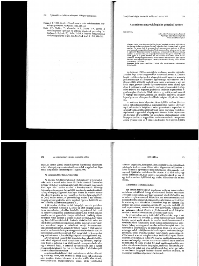 Kiss SZ - Az Autizmus Neurobiologiai Es Genetikai Hattere | PDF