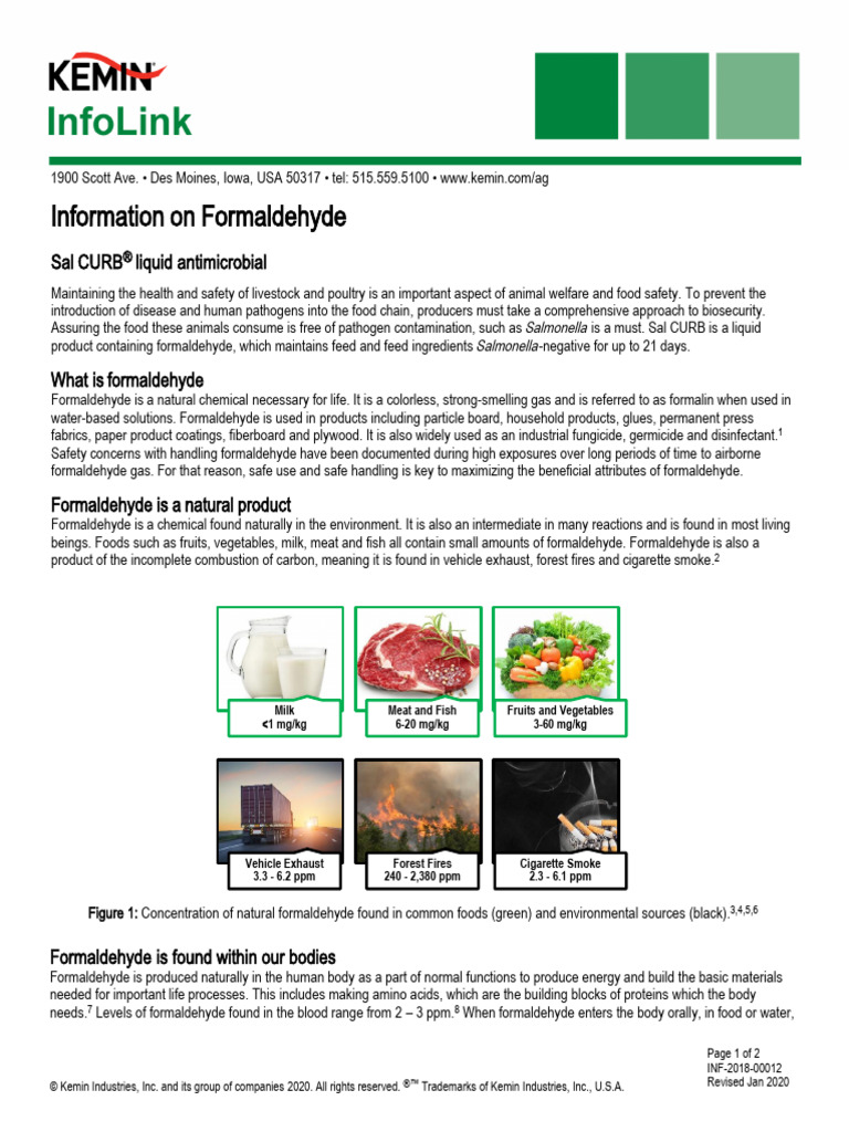Information On Formaldehyde | PDF | Formaldehyde