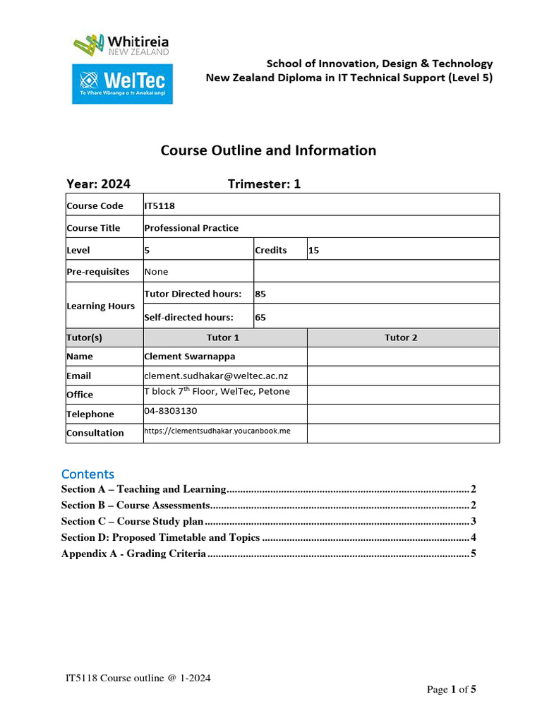IT5118 - T1 2024 - Course Outline FINAL | PDF | Corporate Social Responsibility | Theory