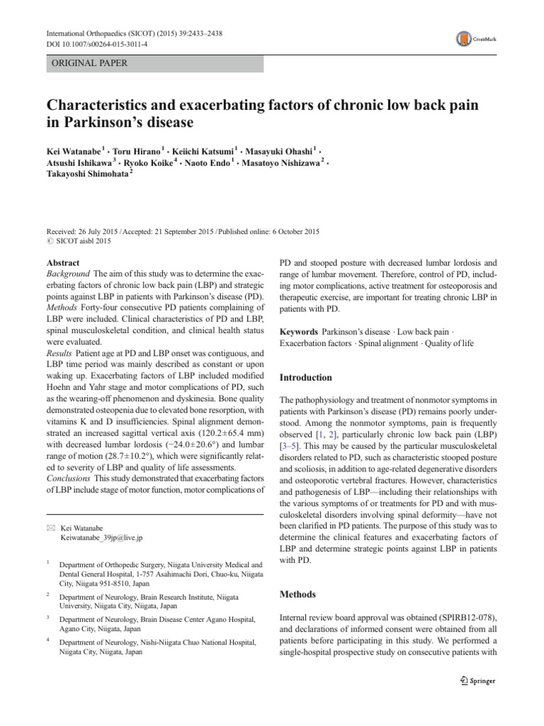 Characteristics and Exacerbating Factors of Chronic Low Back Pain in ...
