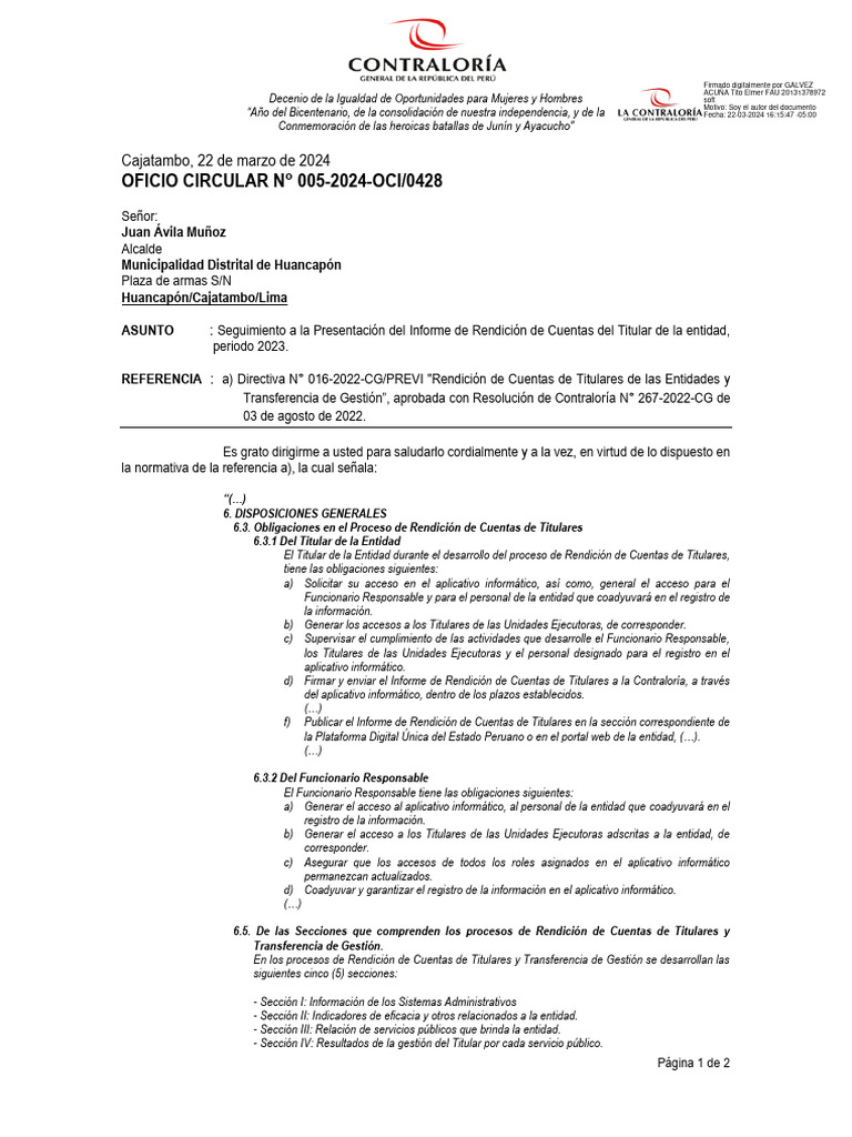 Oficio Circular #005-2024-CG-0428 - MDH | Descargar gratis PDF ...