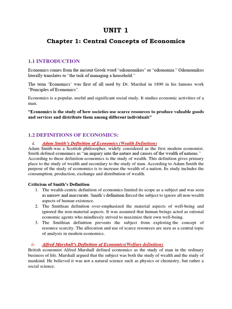 Unit 1 Notes (Economics) | PDF