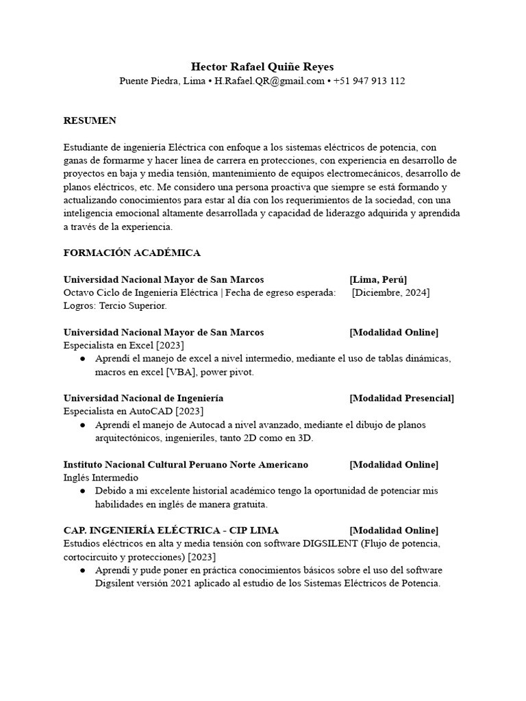 CV - Hector Quiñe | PDF