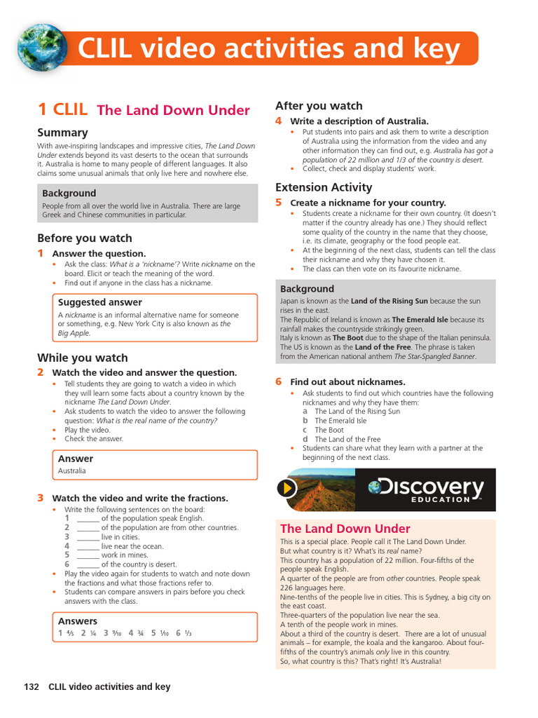 Australia: CLIL Video Activities Guide | PDF | Linguistics