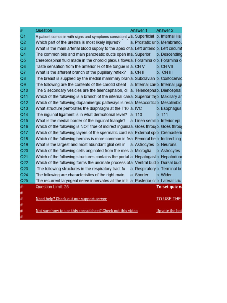 Anatomy Challenge Answer Key | PDF | Anatomy | Human Anatomy