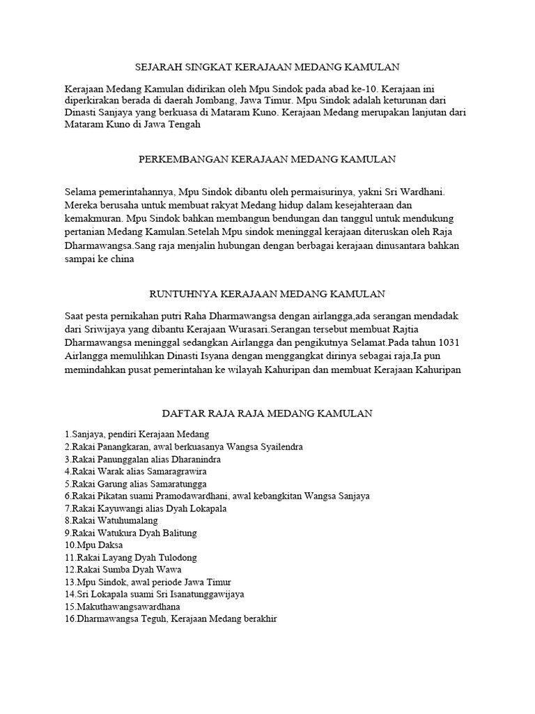 Sejarah Kerajaan Medang Kamulan | PDF | Agama & Spiritualitas